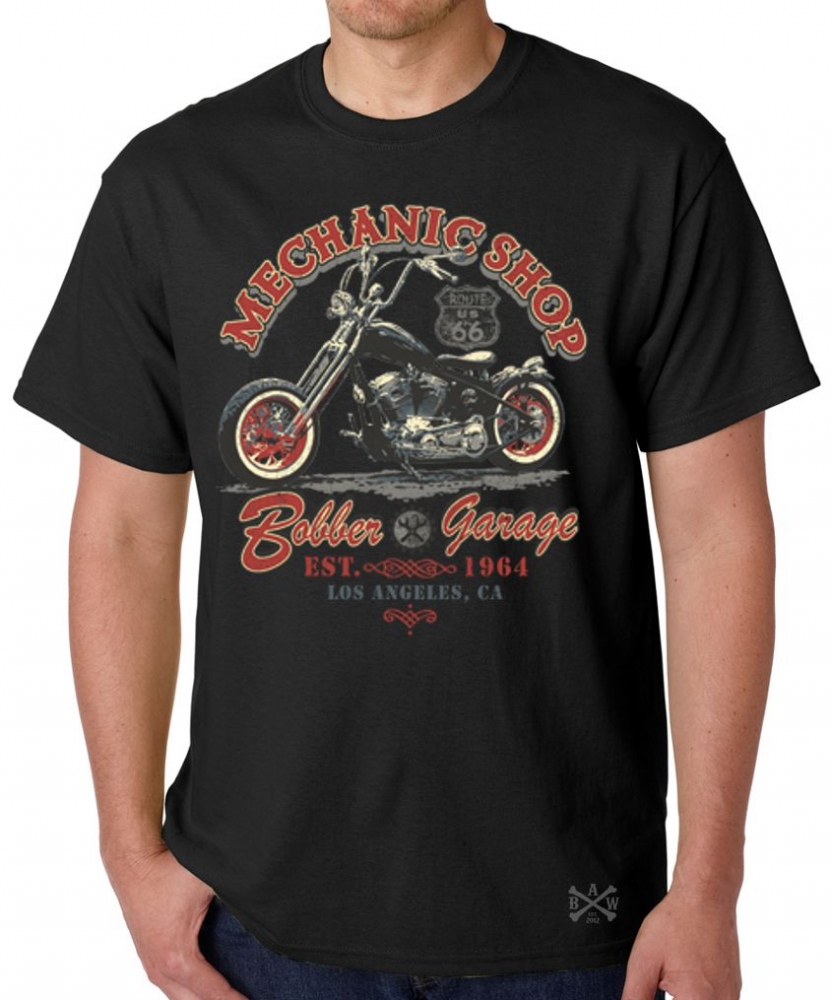 Mechanic Shop Bobber Garage T-Shirt | Back Alley Wear